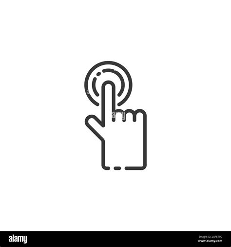 Hand Selecting Button Thin Line Icon Finger Touch And Press The Item