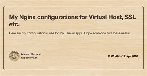 My Nginx Configurations For Virtual Host SSL Etc Nivesh