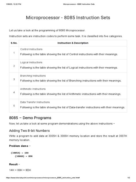 microprocessor 8085 instruction sets pdf integrated circuit central processing unit