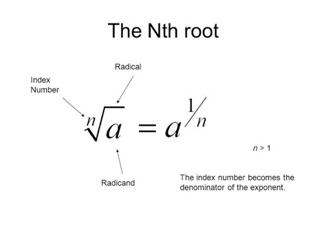 definition of n th root root[n] a a 1 n why n belongs to n askiitians