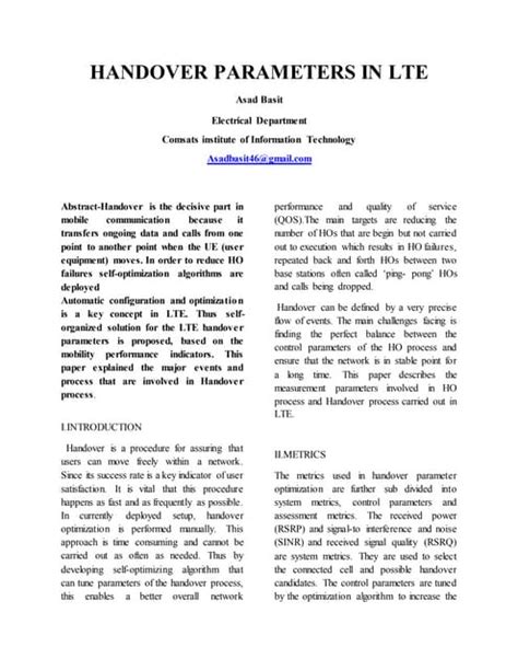 handover parameters in lte pdf