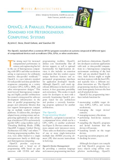 pdf opencl a parallel programming standard for heterogeneous computing systems john stone