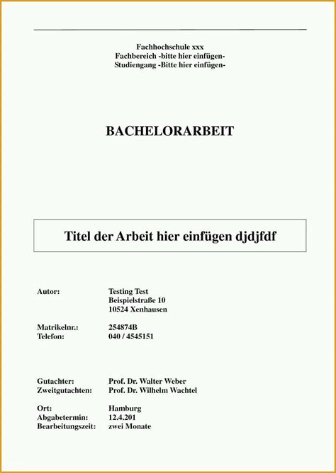 Original 15 Hausarbeit Deckblatt Kostenlos Vorlagen Und Muster