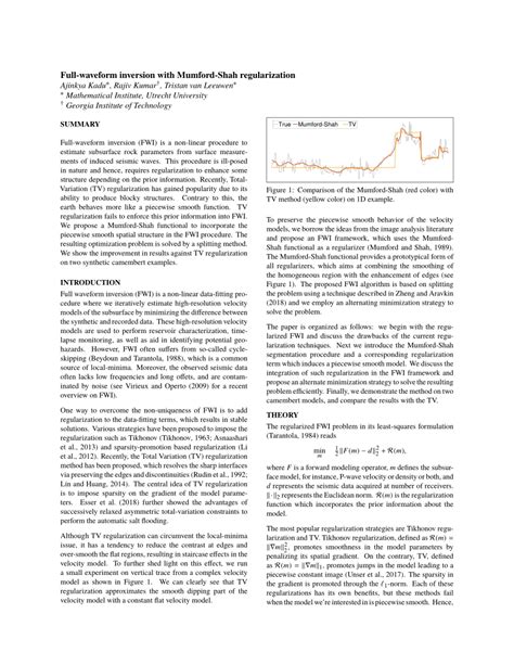pdf full waveform inversion with mumford shah regularization