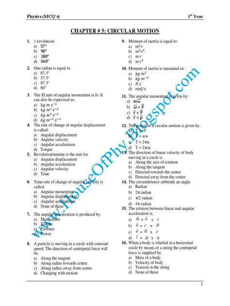 mcqs chap 5 pdf torque rotation around a fixed axis