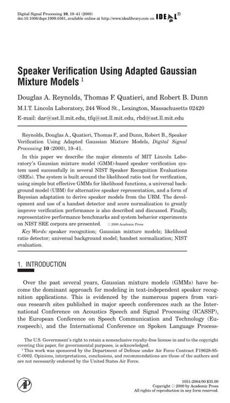 pdf speaker verification using adapted gaussian mixture models dokumen tips