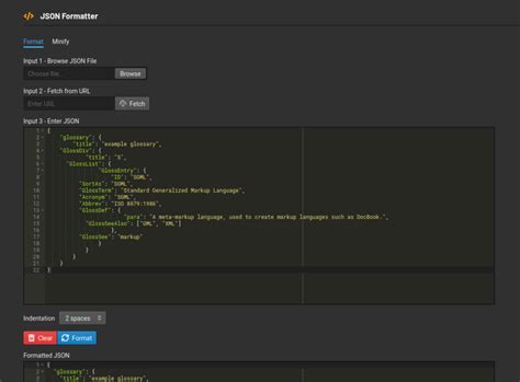 json formatter a web based developer tool for formatting or minifying json data developer