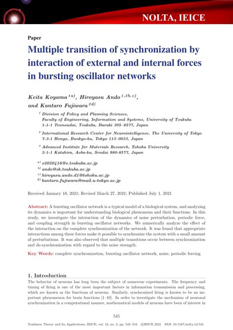 pdf multiple transition of synchronization by interaction of external and internal forces in