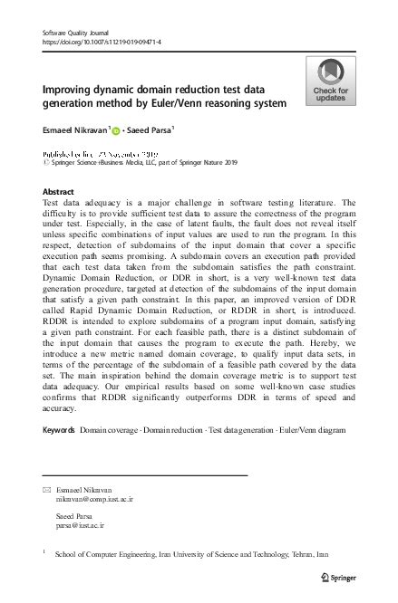 pdf improving dynamic domain reduction test data generation method by euler venn reasoning
