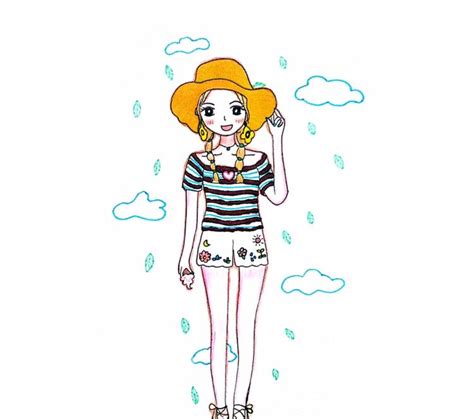 简笔画小姐姐简单的简笔画涂上颜色很可爱