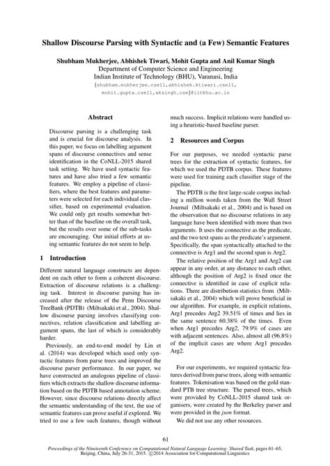 pdf shallow discourse parsing with syntactic and a few semantic features