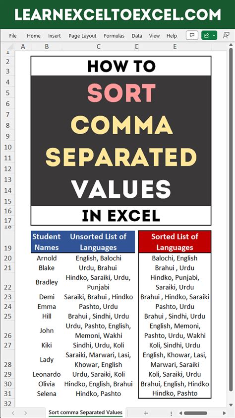 sort comma separated values in excel using formula learning microsoft microsoft excel excel