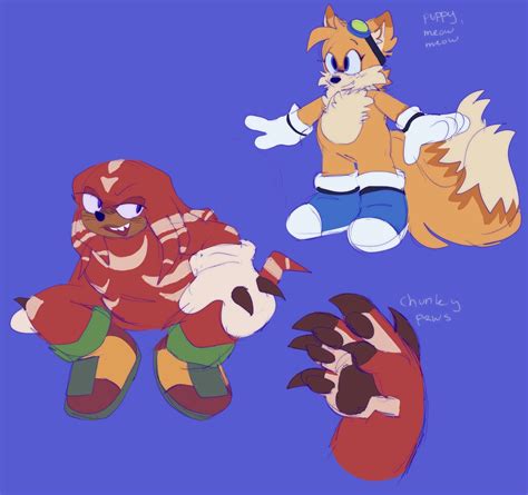 17281 Safe Artistsonicattos Knuckles The Echidna Miles Tails Prower Blue Background