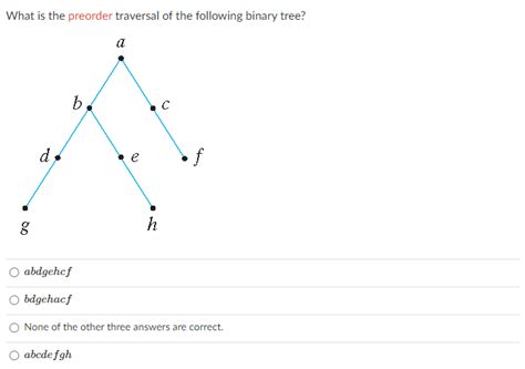 solved what is the preorder traversal of the following