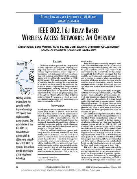 pdf ieee 802 16j relay based wireless access networks an overview yang yu