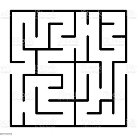 abstract maze find right way isolated simple square maze black line on white background vector
