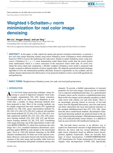 pdf weighted t schatten p norm minimization for real color image denoising