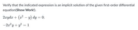 solved verify that the indicated expression is an implicit