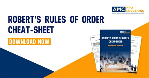 Robert S Rules Of Order Cheat Sheet AMC Governance Solutions