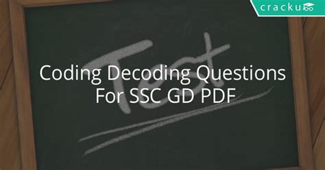 coding decoding questions for ssc gd pdf cracku