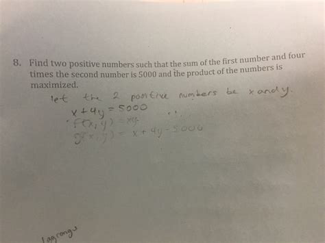 solved find two positive numbers such that the sum of the