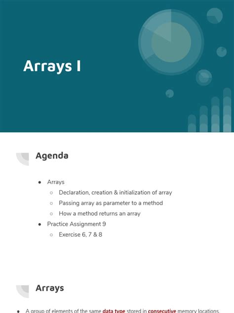 introduction to arrays declaration initialization passing arrays to methods and returning