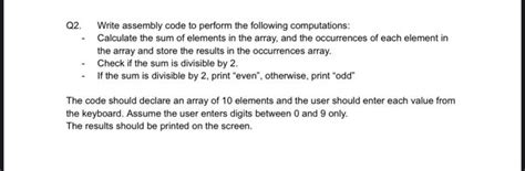 solved write assembly code to perform the following