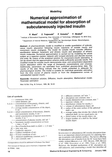 pdf numerical approximation of mathematical model for absorption of subcutaneously injected