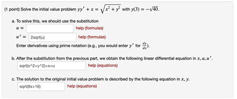 solved point solve the initial value problem