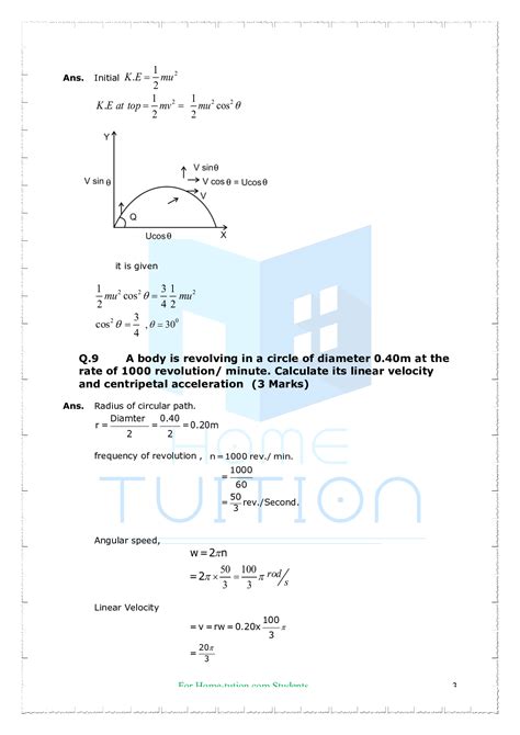 important questions for class 11 physics chapter 4 motion in a plane
