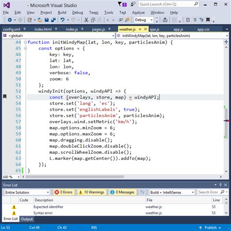 JavaScript Syntax Error Only For Visual Studio Stack Overflow