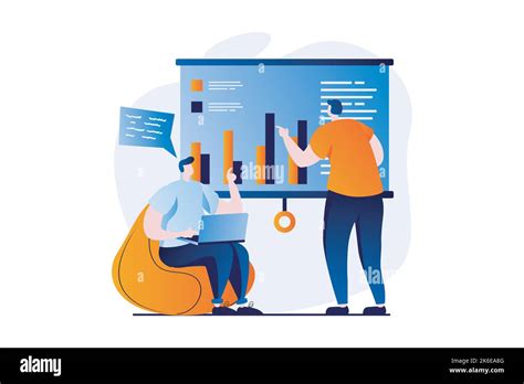 Data Analysis Concept With People Scene In Flat Cartoon Design Men