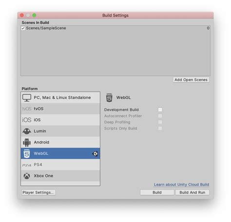 Building And Running A WebGL Project Unity Manual
