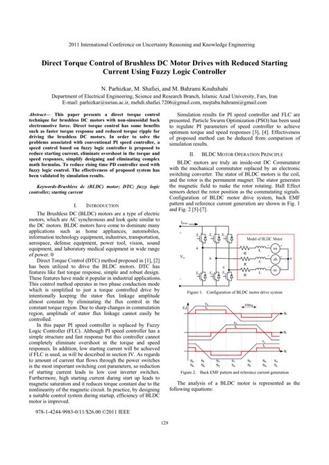 pdf direct torque control of brushless dc motor drives with reduced starting current using