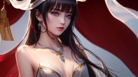 Women Asian Face Looking At Viewer Ai Art Necklace 1536x864 Wallpaper Wallhavencc