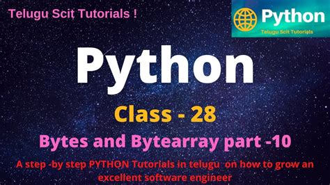 Python Class 28 Bytes And Bytearray DataTypes Python Tutorial For