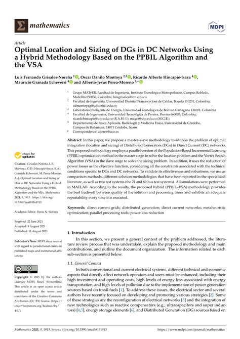 pdf optimal location and sizing of dgs in dc networks using a hybrid methodology based on the