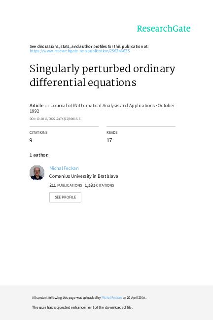 pdf singularly perturbed ordinary differential equations michal feckan
