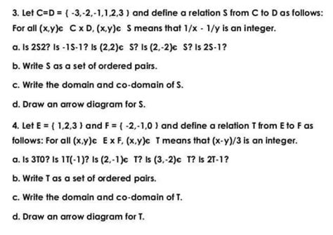 solved 3 let c d 3 2 1 1 2 3 and define a relation