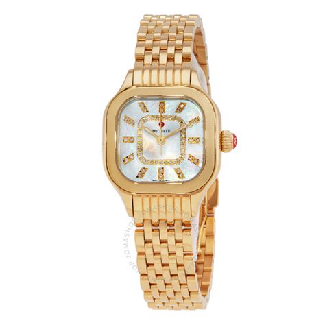 Michele Meggie Quartz Diamond White Mother Of Pearl Dial Ladies Watch Mww33b000010 Watches