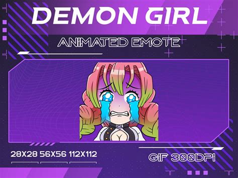 Demon Girl Anime Crying Animated Emote Crying Demon Girl Etsy Uk