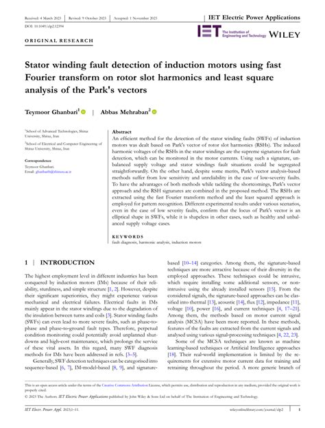 pdf stator winding fault detection of induction motors using fast fourier transform on rotor