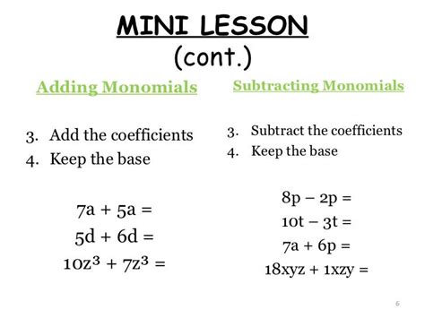 adding and subtracting monomials