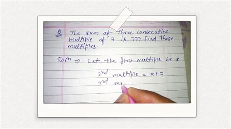 the sum of three consecutive multiple of 7 is 777 find these multiples easy method youtube