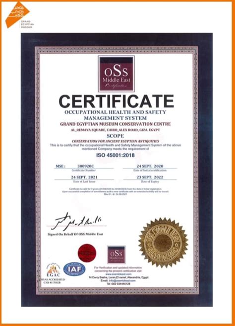 Occupational Health Safety ISO 45001 OSS Middle East Certification