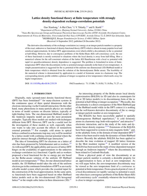 pdf lattice density functional theory at finite temperature with strongly density dependent