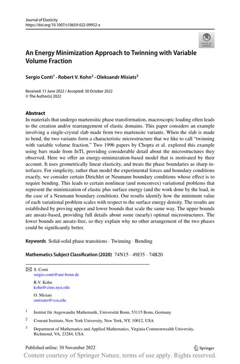 pdf an energy minimization approach to twinning with variable volume fraction