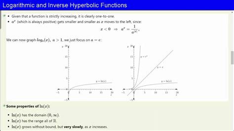 logarithmic and inverse hyperbolic functions youtube