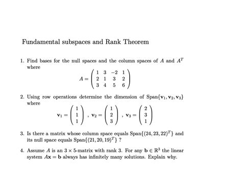 solved find bases for the null spaces and the column spaces