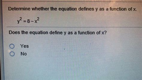 solved determine whether the equation defines y as a